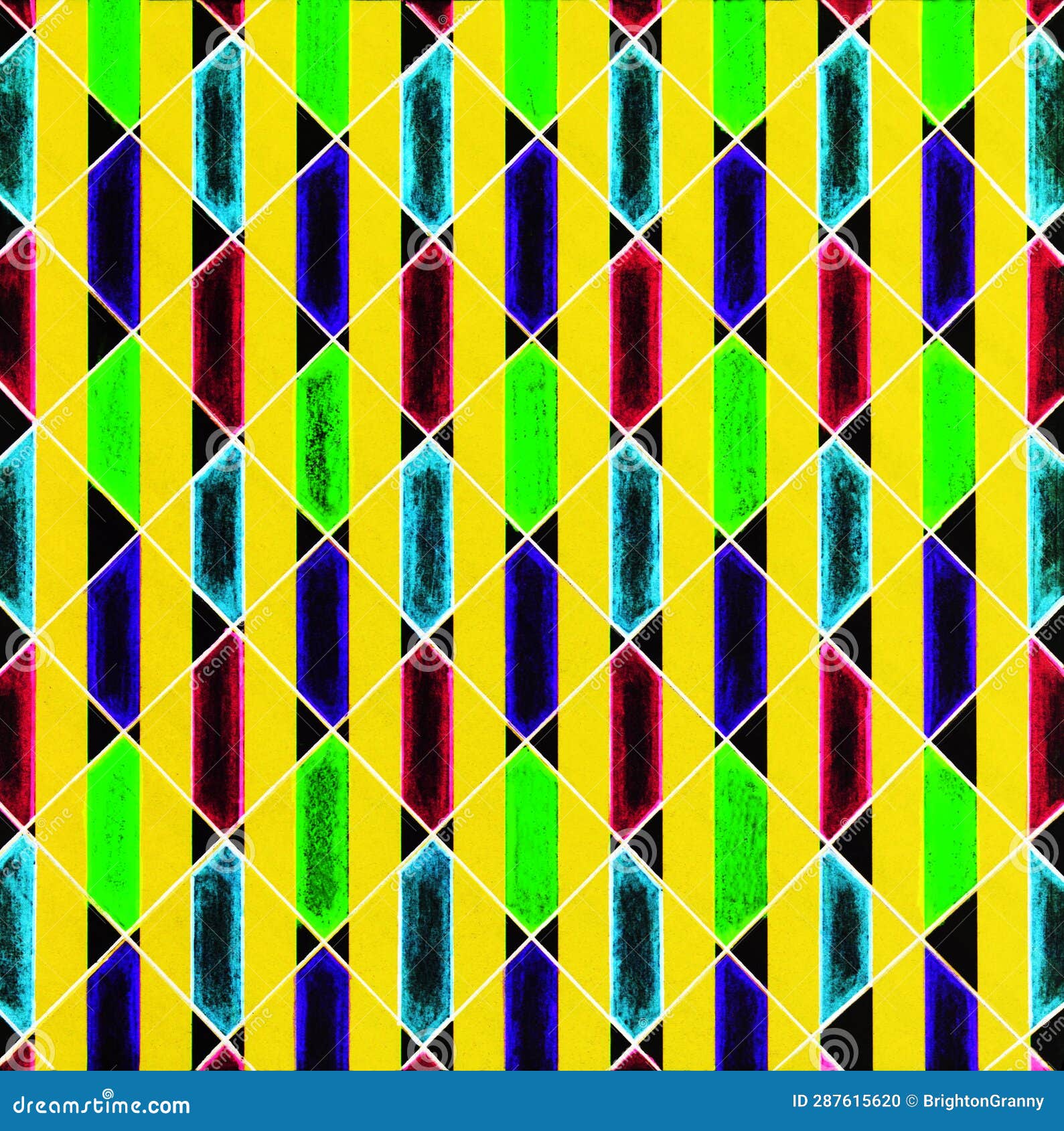 A Hand Coloured Line and Diamond Pattern. Stock Illustration ...