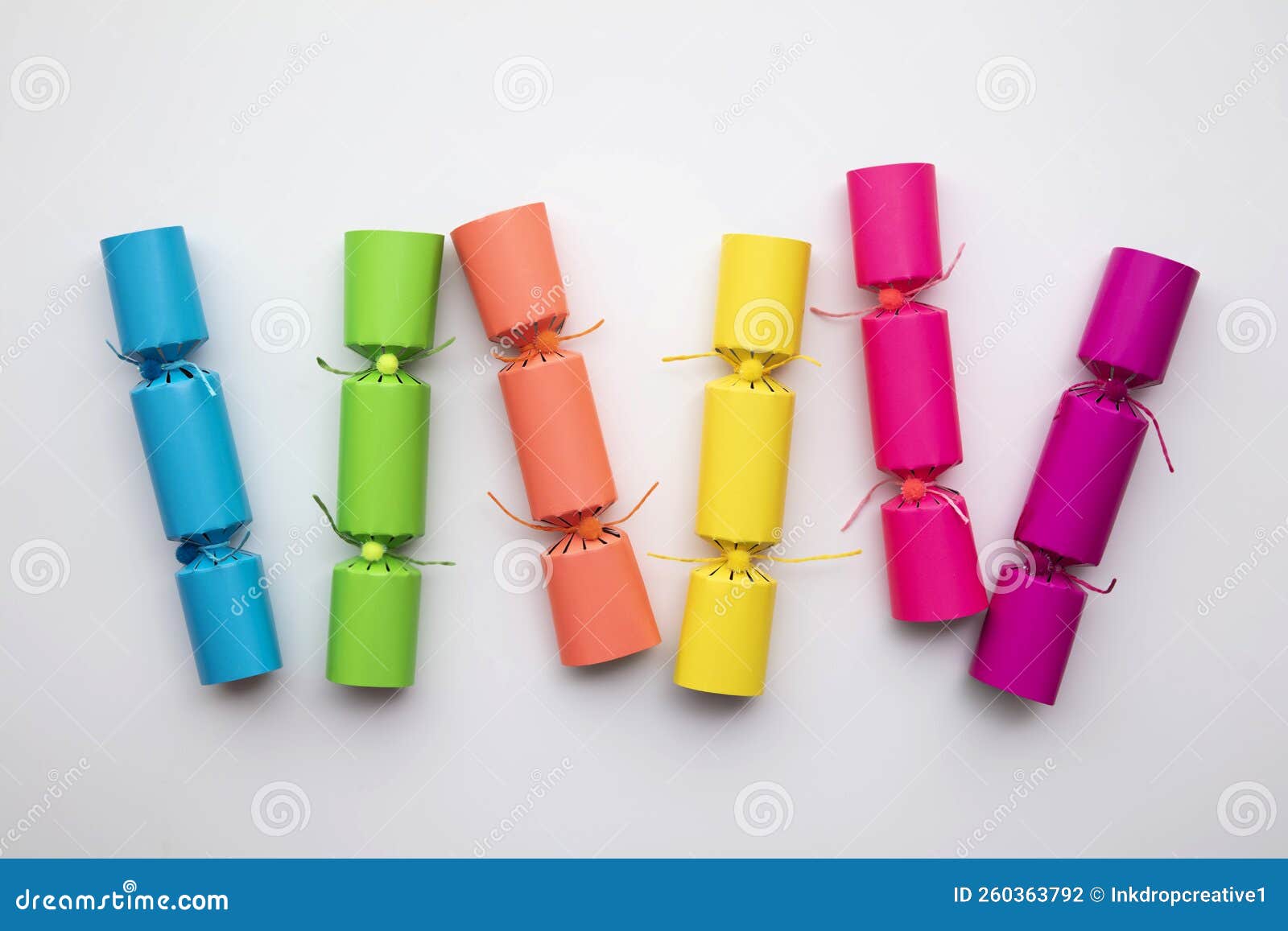 Bright Colourful Christmas Crackers on a Plain Background Stock Photo ...
