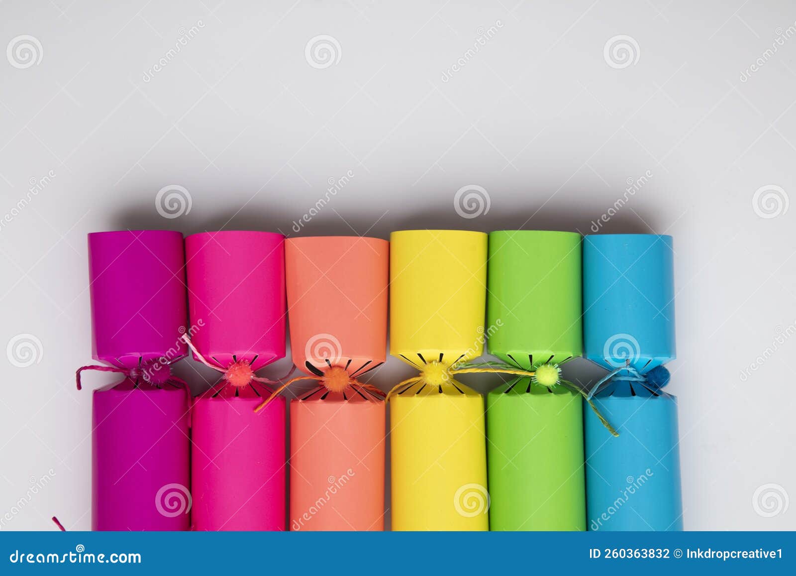 Bright Colourful Christmas Crackers on a Plain Background Stock Photo ...