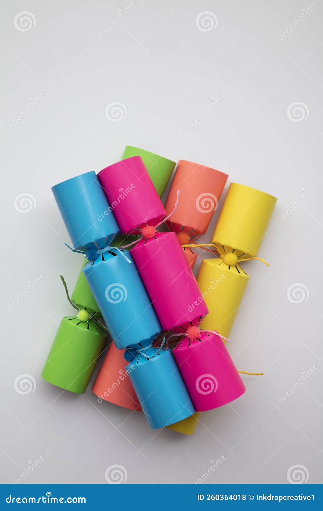 Bright Colourful Christmas Crackers on a Plain Background Stock Photo ...