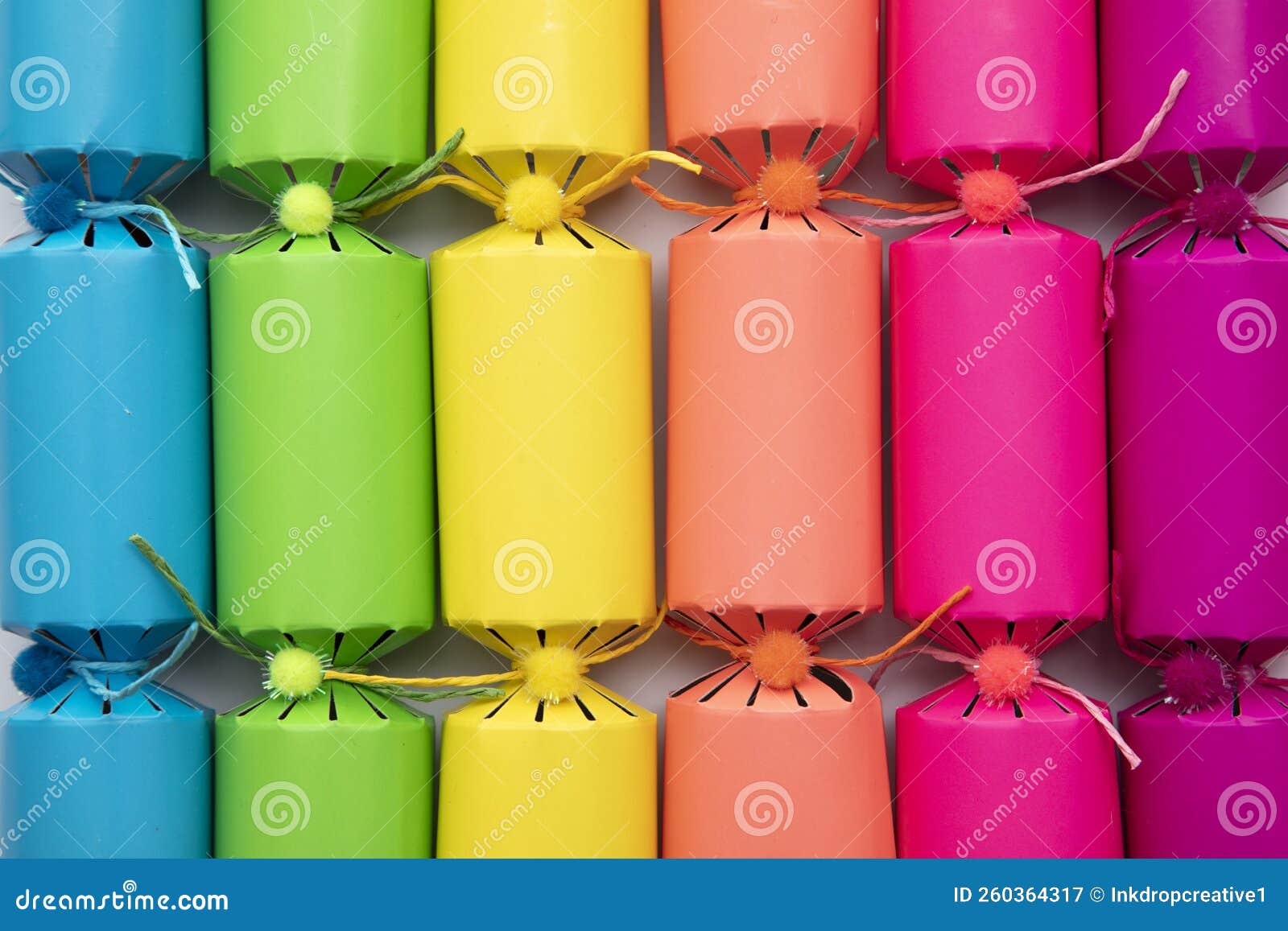 Bright Colourful Christmas Crackers on a Plain Background Stock Image ...
