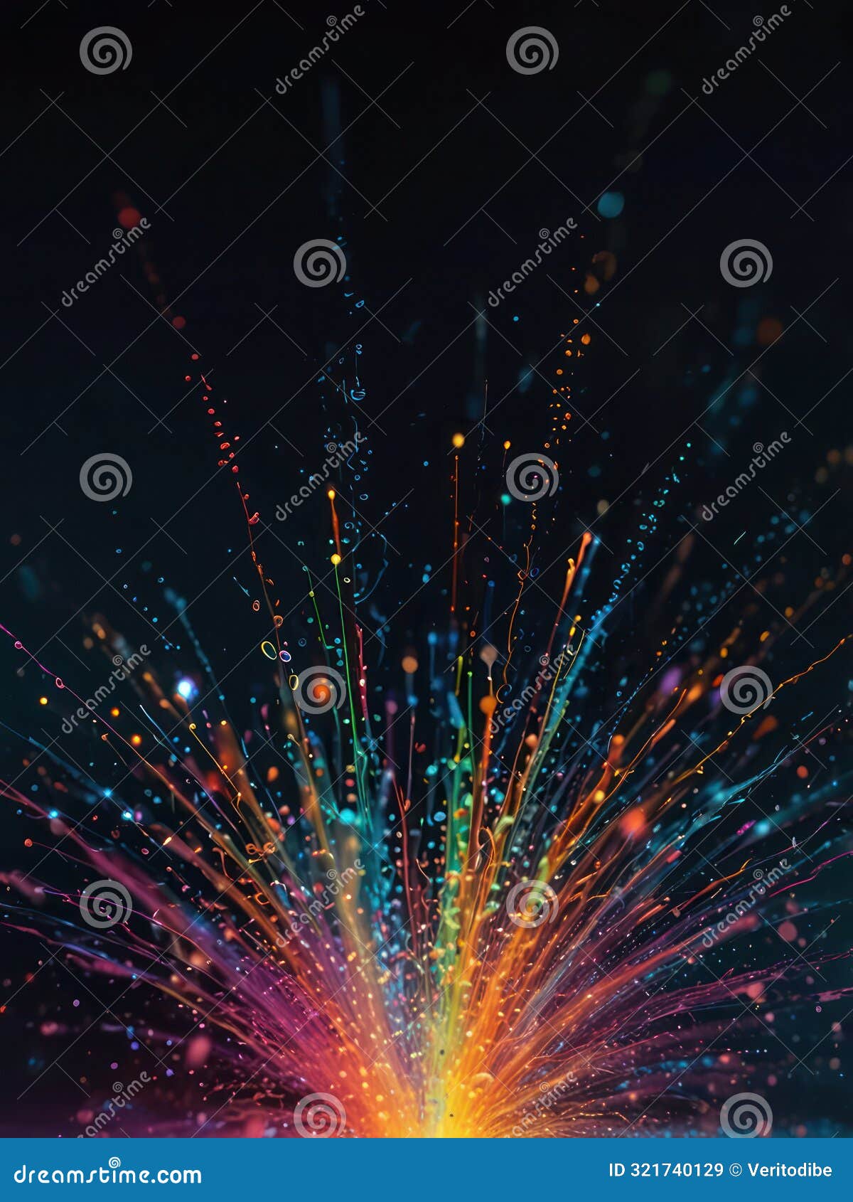 Bright and Colourful Particles Fly through the Dark Space. Stock Image ...