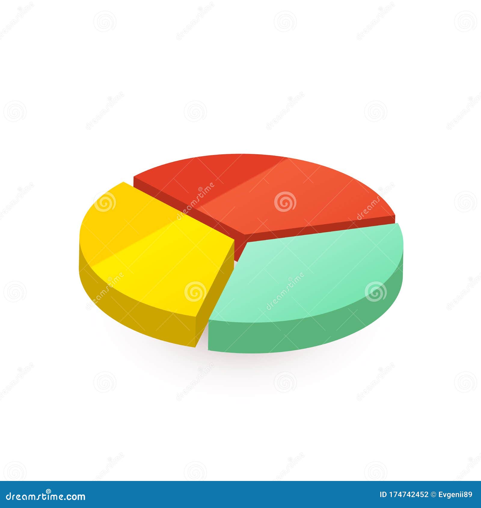 Bright Colourful Pie Diagram Divided on Three Pieces on White Stock ...