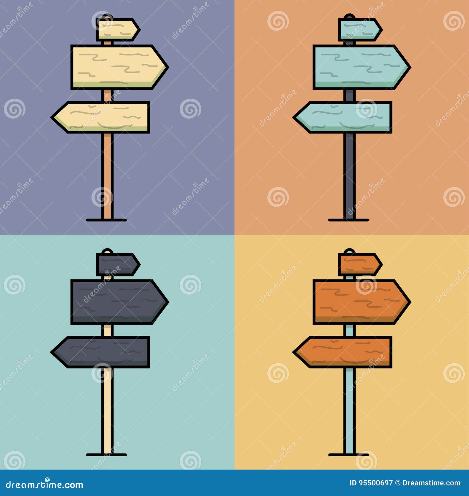 Bright Colourful Pointer Set. Stock Vector - Illustration of direction ...