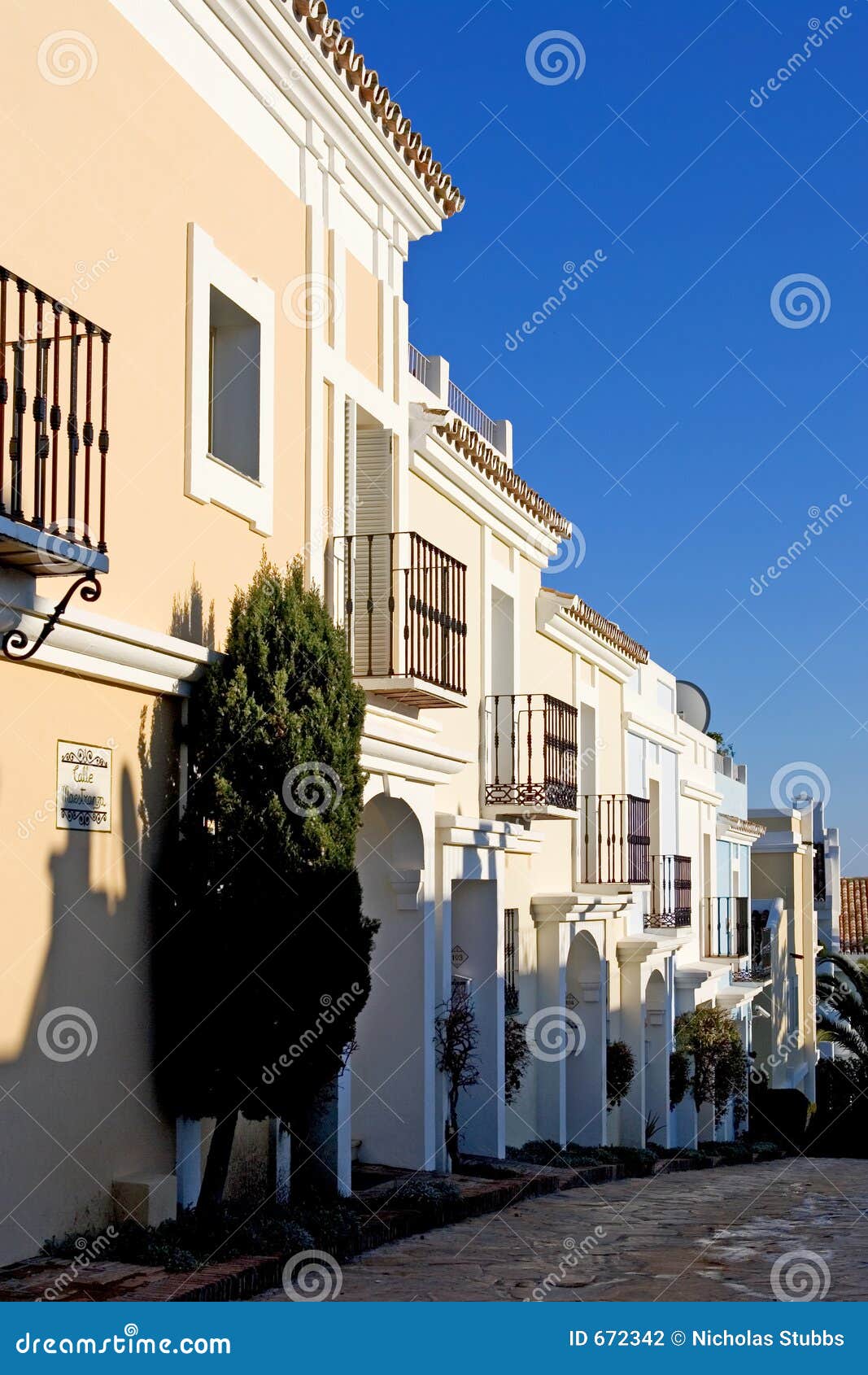 Bright Colours of Sunny Modern Spanish Pueblo Stock Photo - Image of ...