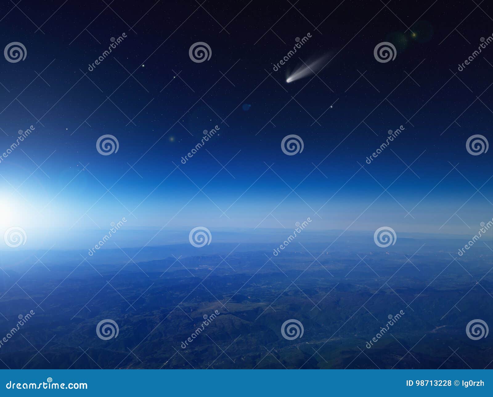 Bright Comet, Falling Star in Dark Blue Space Stock Photo - Image of ...