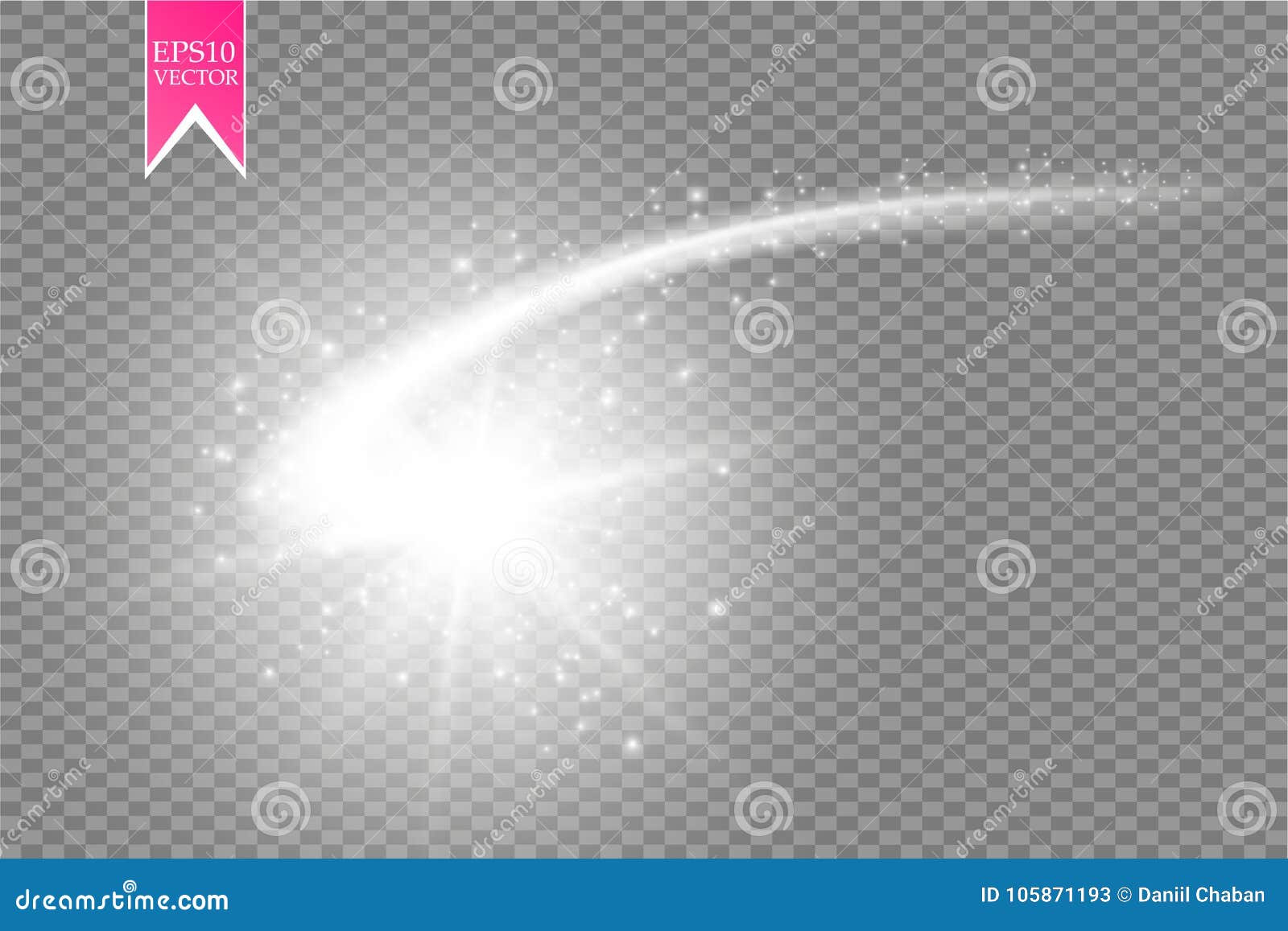 A Bright Comet with Large Dust. Falling Star. Glow Light Effect. Golden ...