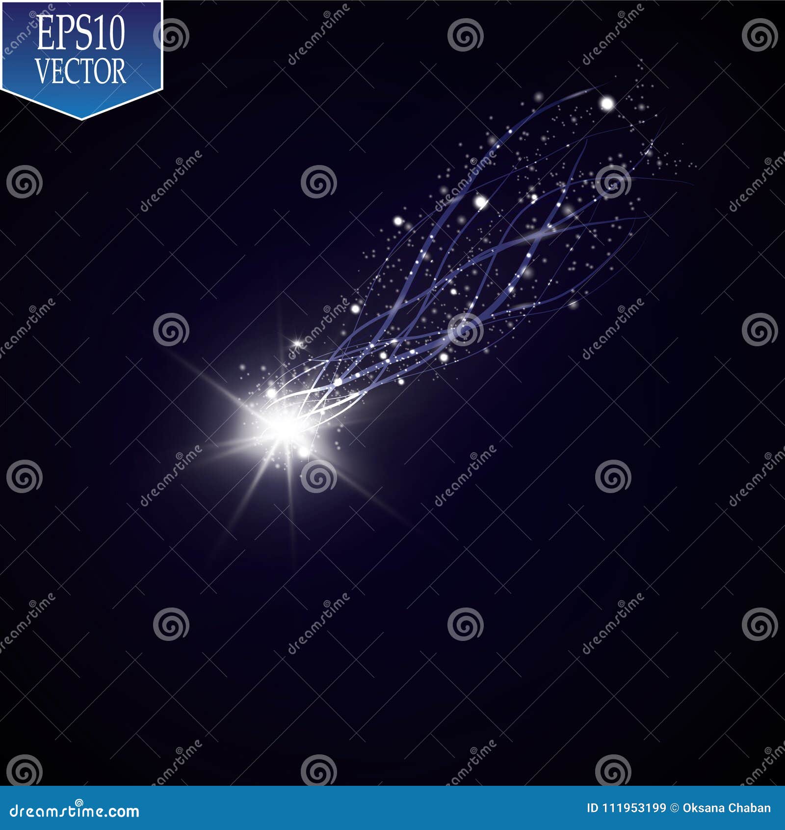 A Bright Comet with Large Dust. Falling Star. Glow Light Effect Stock ...