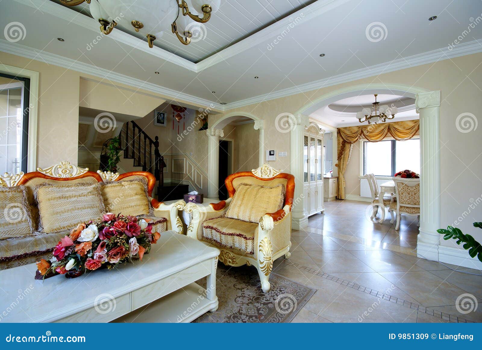 Bright and Comfortable House Stock Image - Image of design, curtain ...