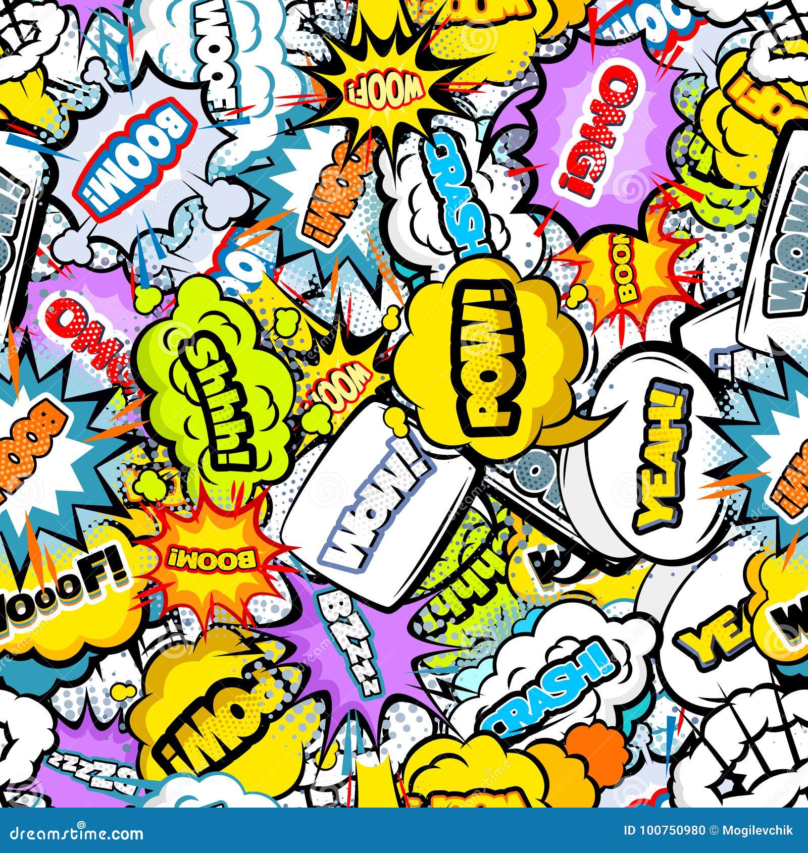 Bright Comic Seamless Pattern Stock Vector - Illustration of design ...