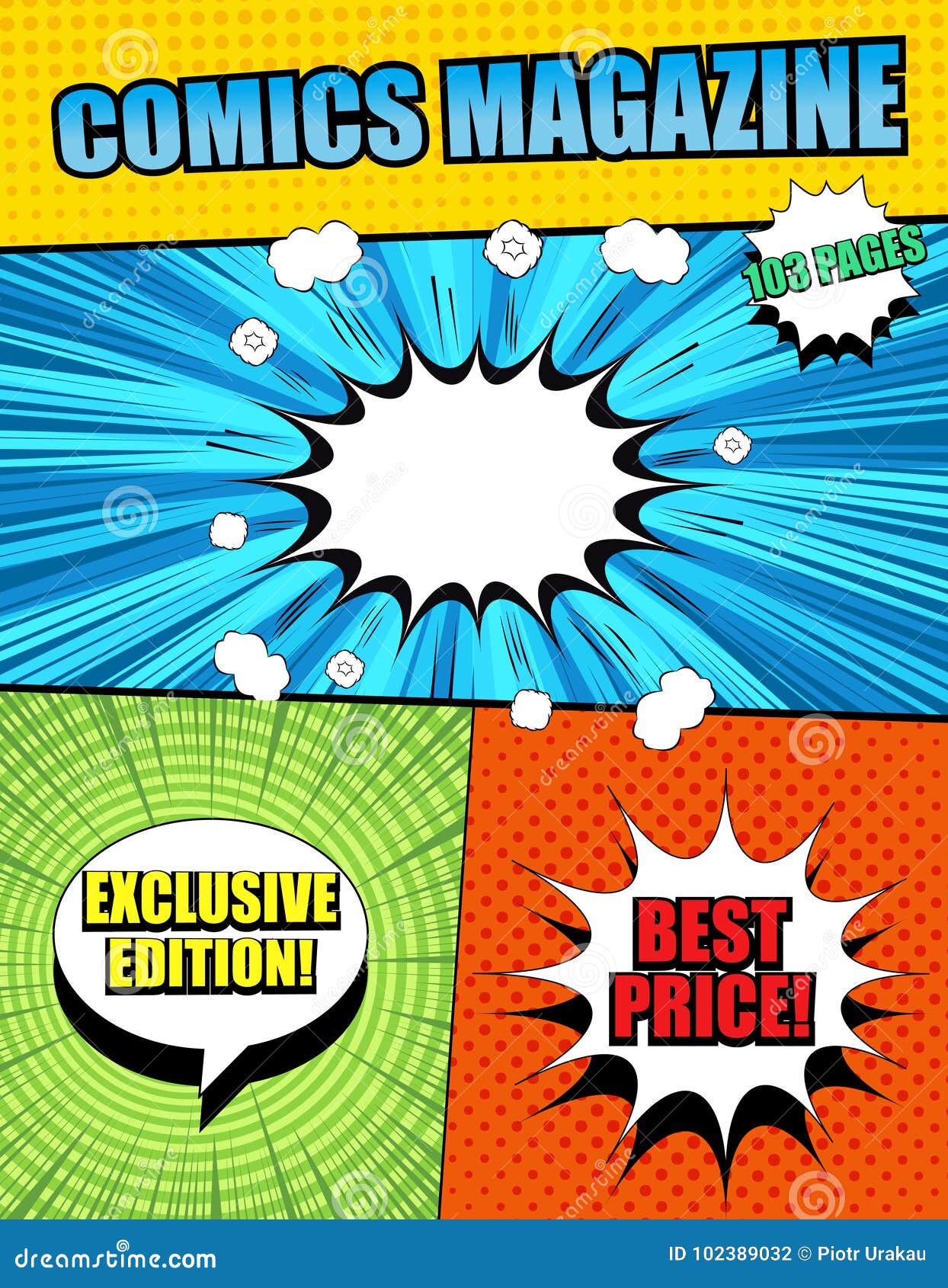 Bright Comics Magazine Cover Template Stock Vector - Illustration of ...