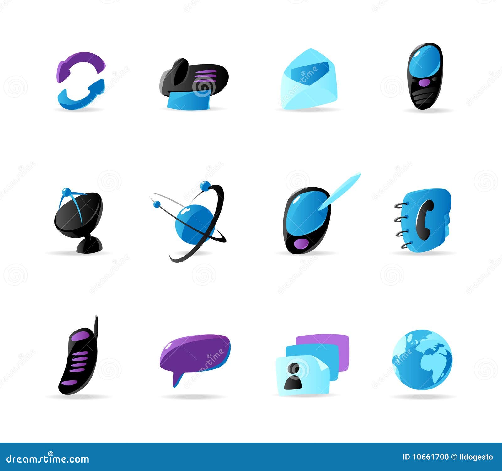 Bright communication icons stock vector. Illustration of arrow - 10661700