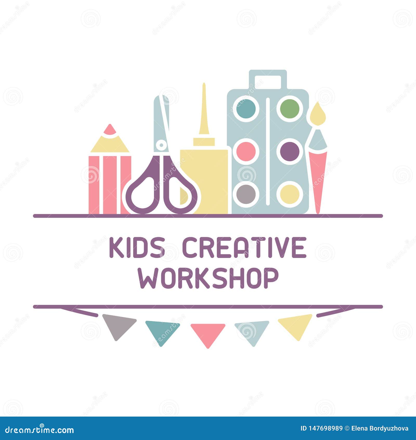 Bright Concept of Creative Workshop for Children Logo Stock Vector ...