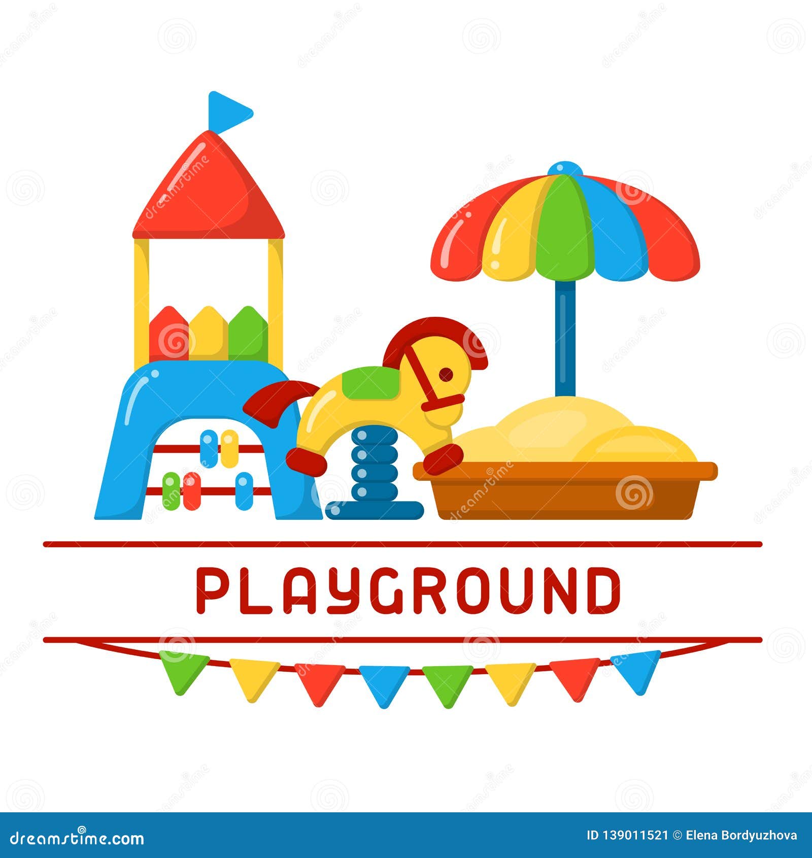Set Of Playground Elements - Modern Vector Cartoon Isolated ...