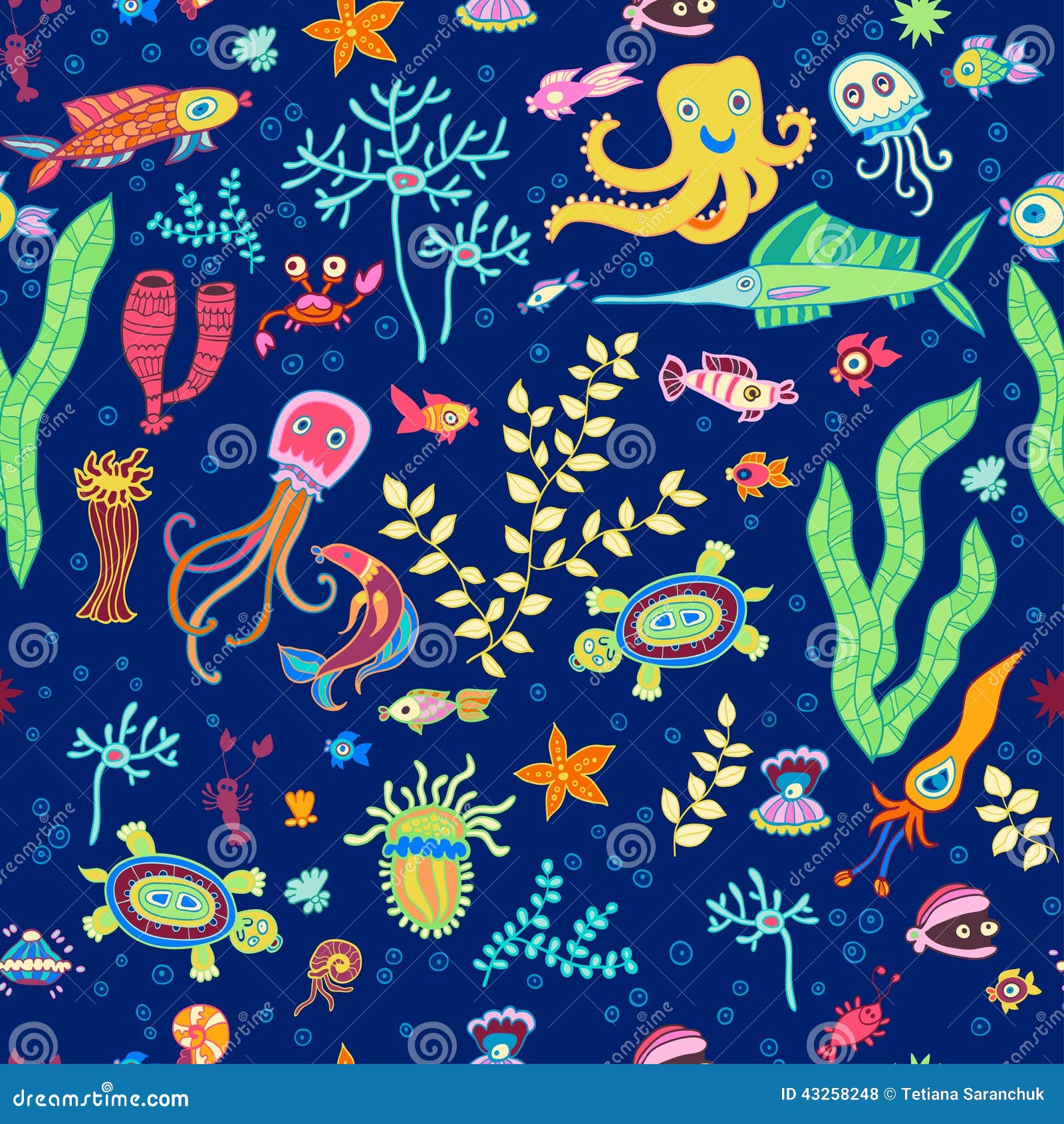 Bright Concept Underwater Seamless Pattern Stock Vector - Illustration ...