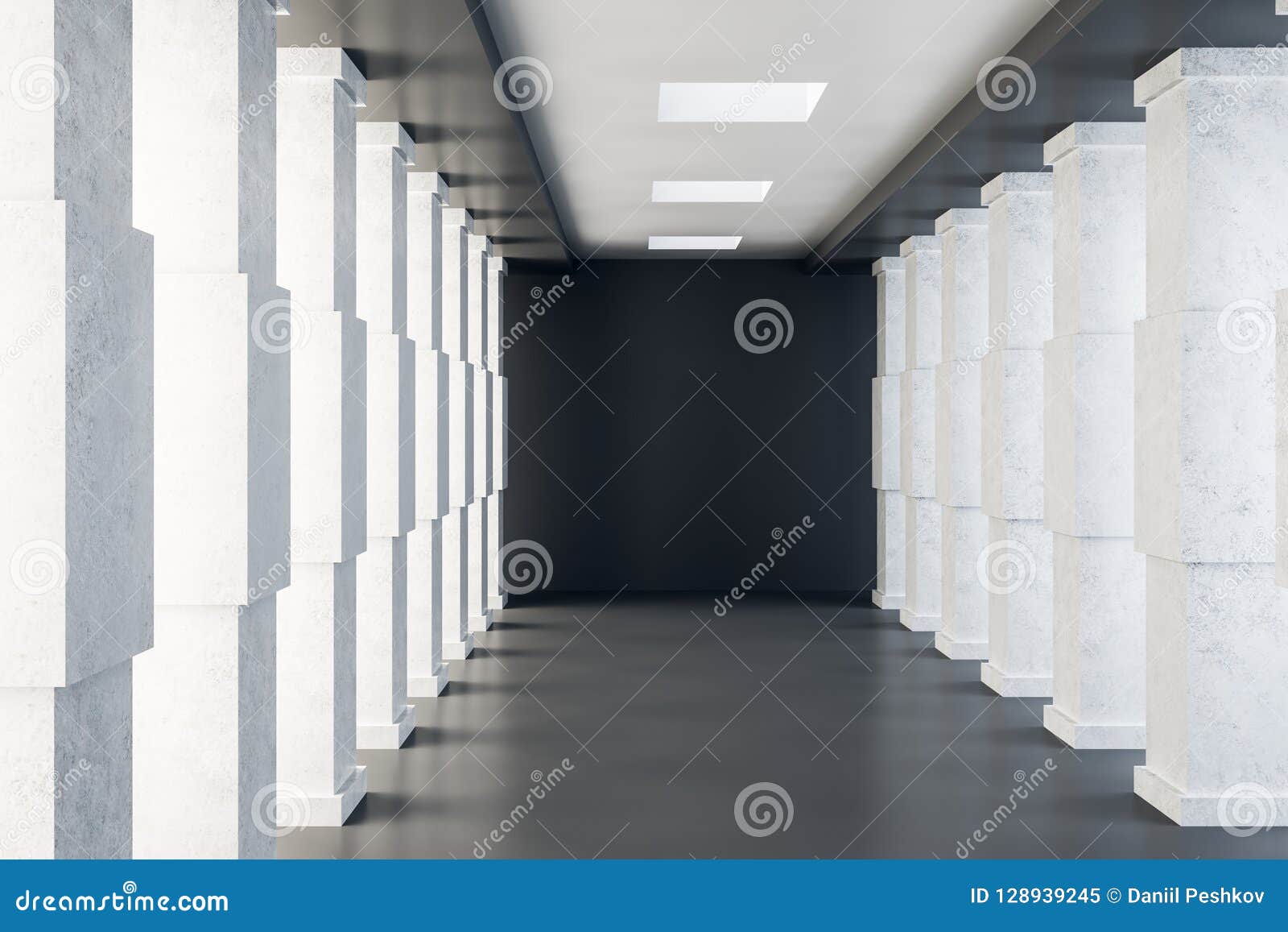 Bright Concrete Tunnel Interior Stock Illustration - Illustration of ...