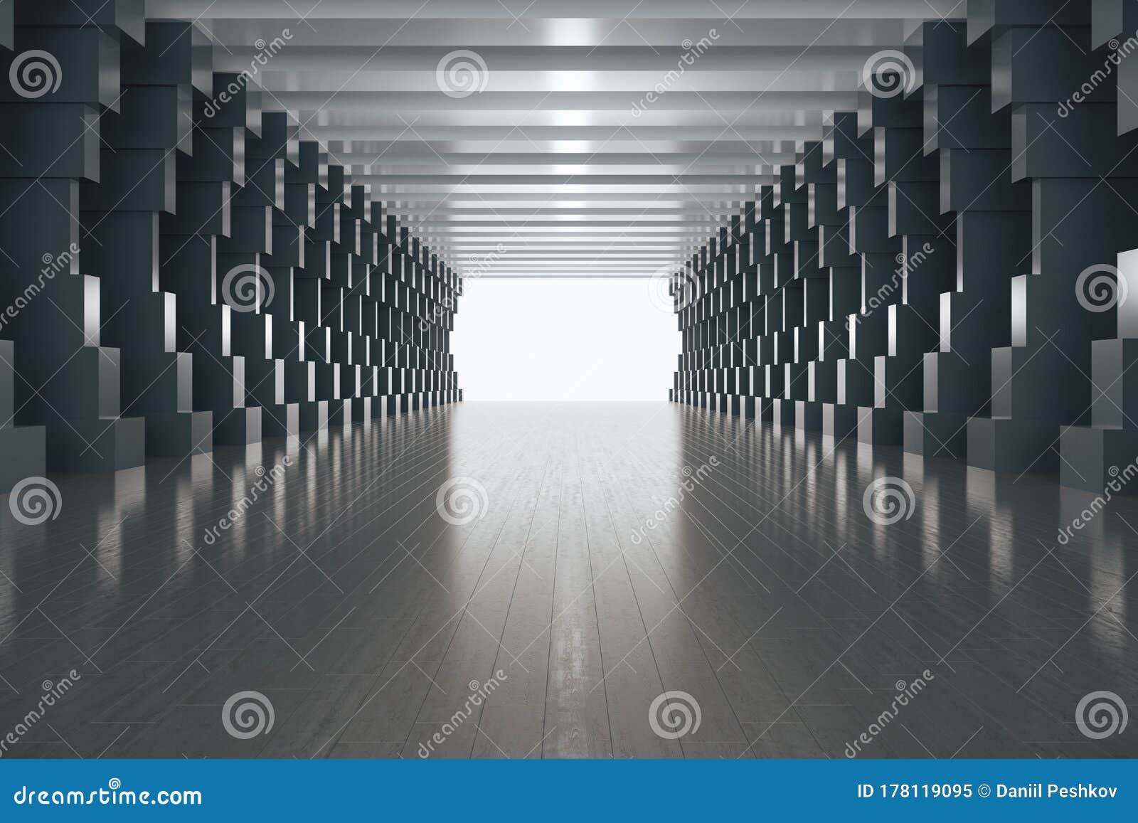 Bright Concrete Tunnel Interior Stock Illustration - Illustration of ...