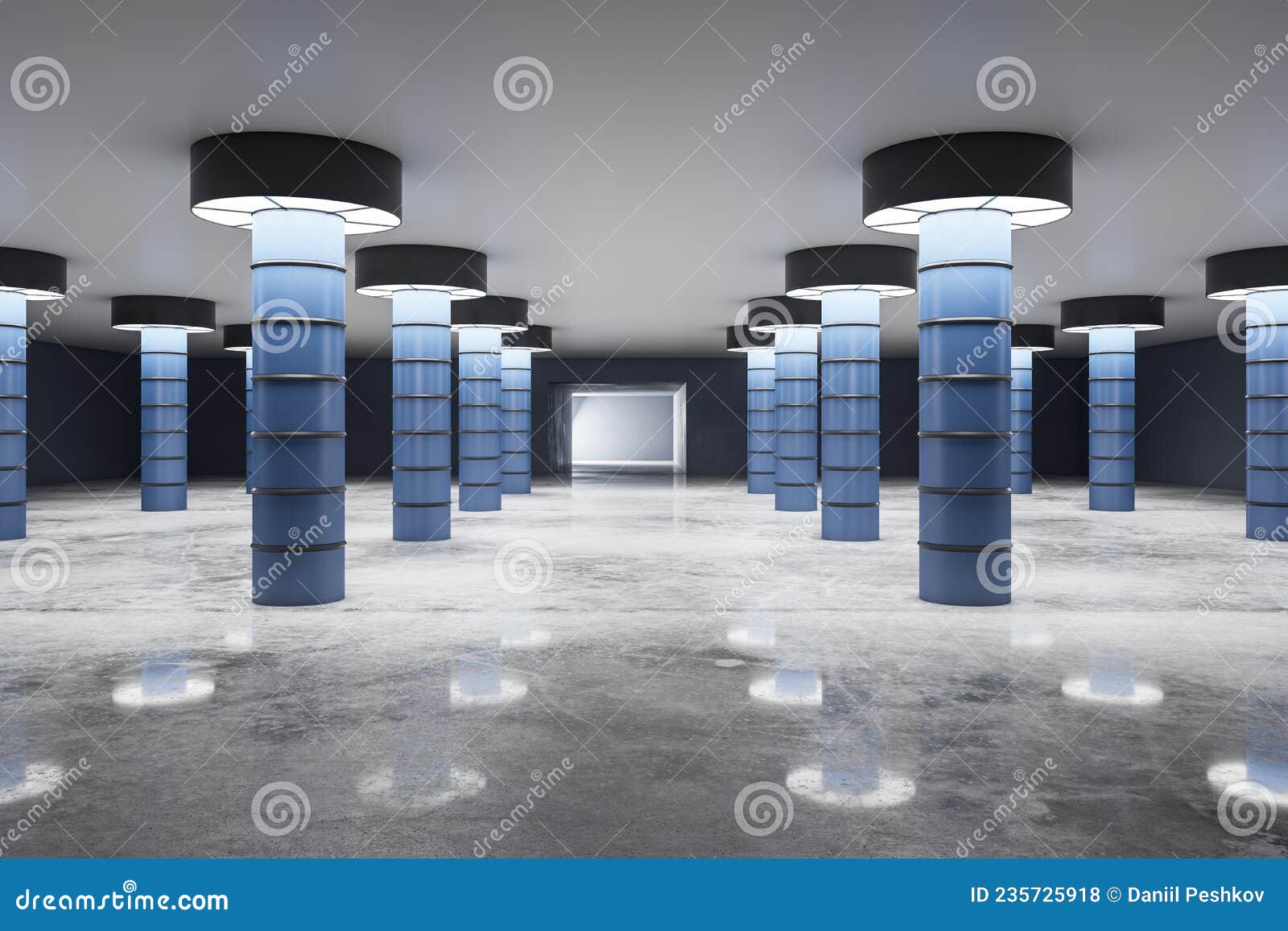 Bright Concrete Underground Interior with Columns. Design and Subway ...