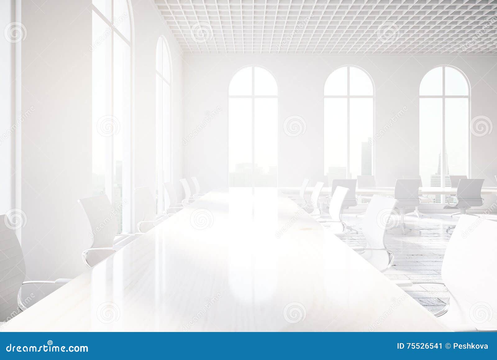 Bright Conference Room Sideview Stock Illustration - Illustration of ...