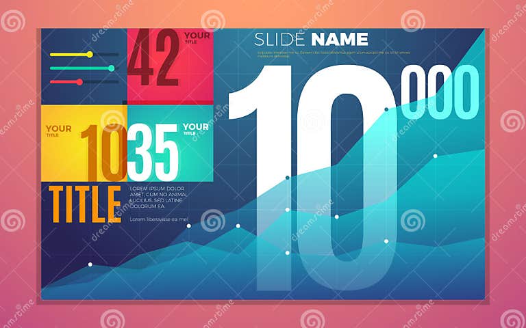 Bright Contrast Colors Infographic Set with Progress Chart, Boxes, Text ...