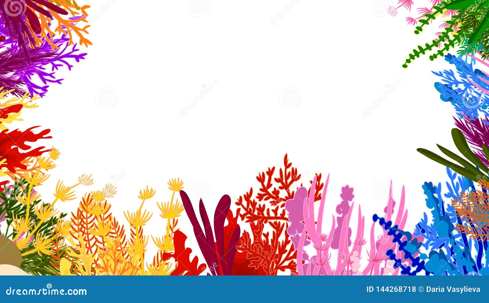 Bright Coral and Algae Vector Frame Stock Illustration - Illustration ...