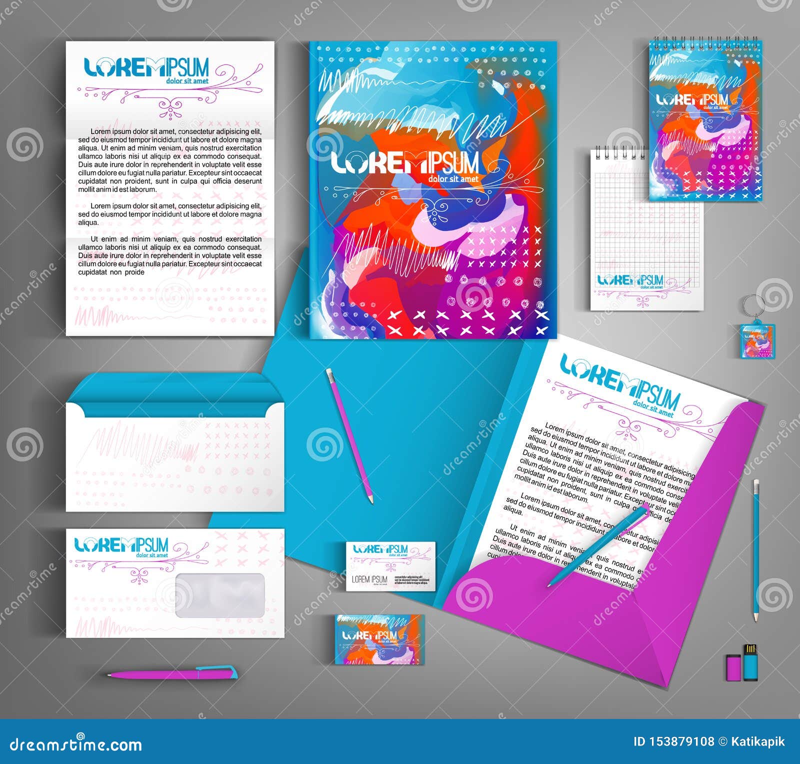 Bright Corporate Identity. Vector Editable Template. Part 1 of 2 Stock ...