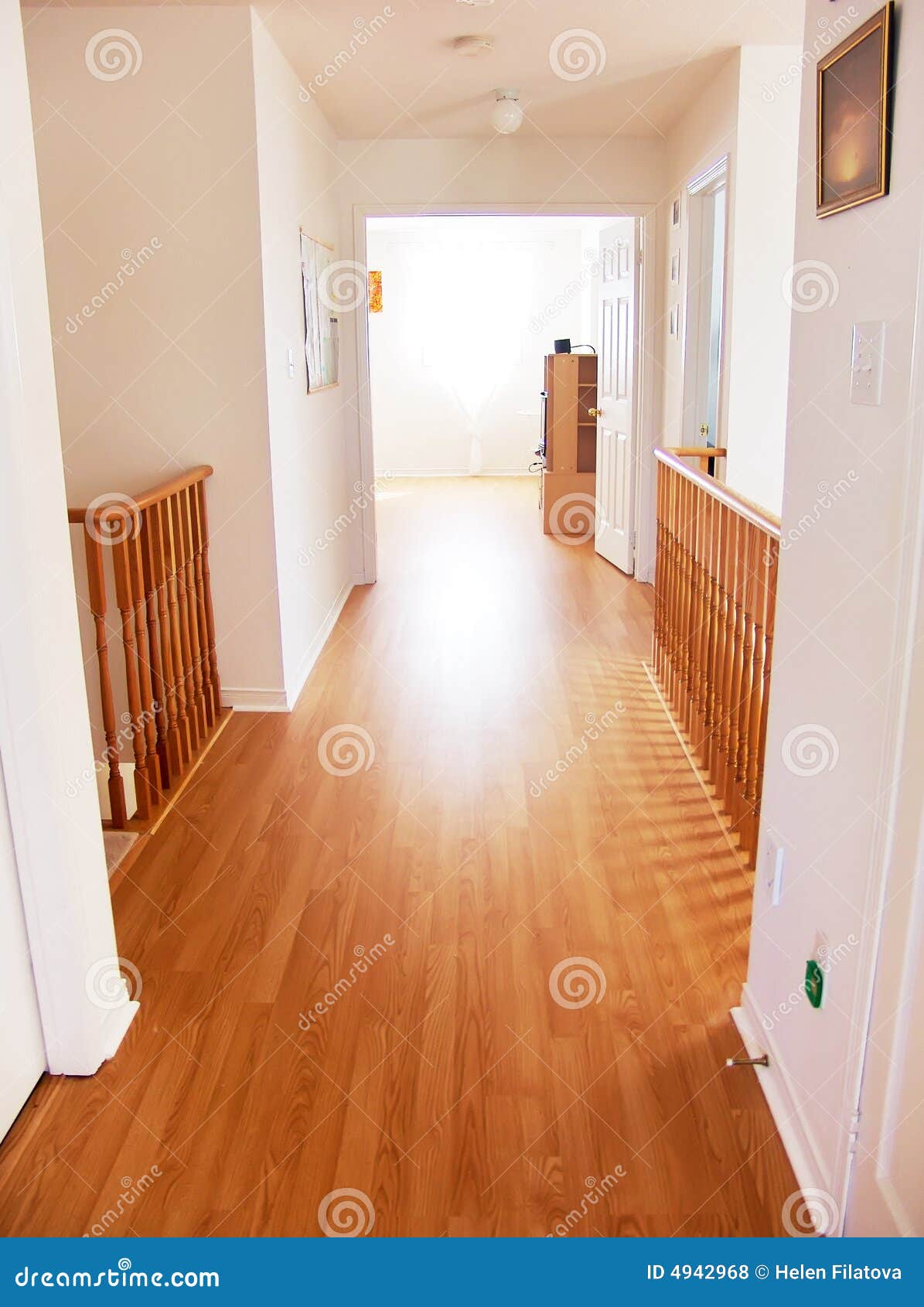 Bright Corridor in New House Stock Photo - Image of laminated ...
