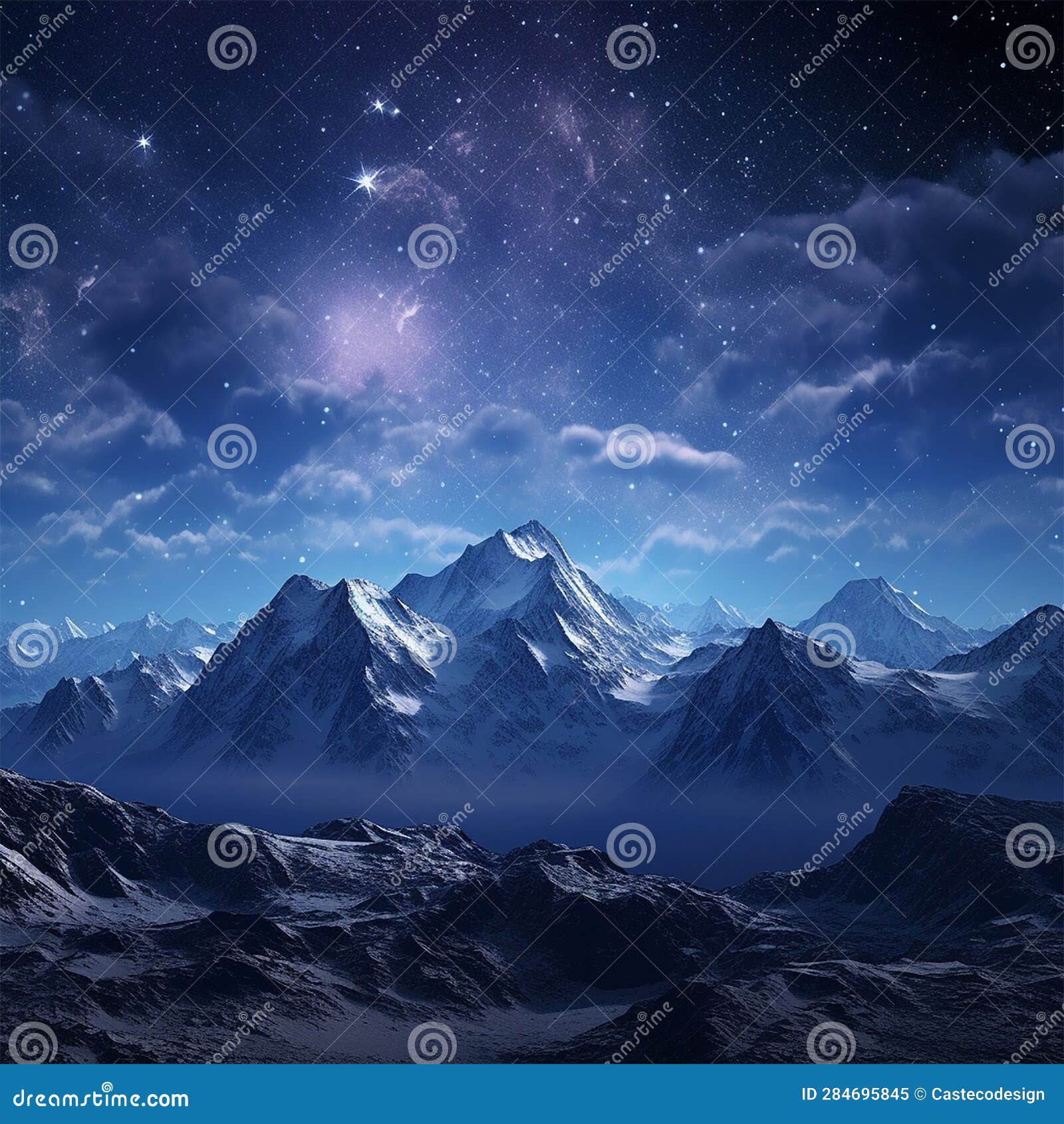 Bright Cosmic Sky Full of Stars Over the Mountains Generated by AI ...
