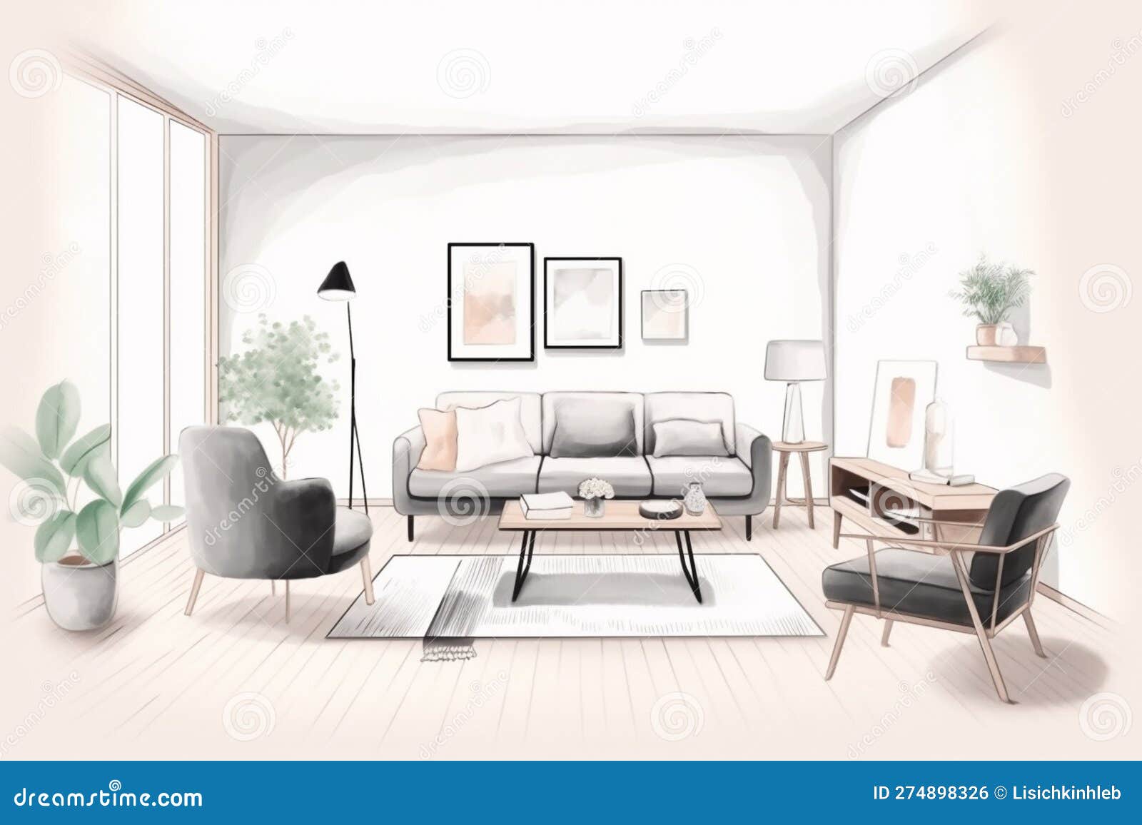 Bright and Cozy Drawing Interior. Living Room Design Created with ...
