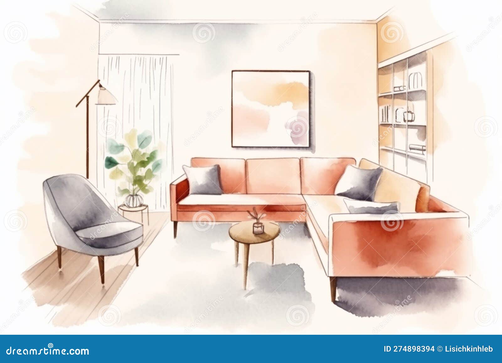 Bright and Cozy Drawing Interior. Living Room Design Created with ...