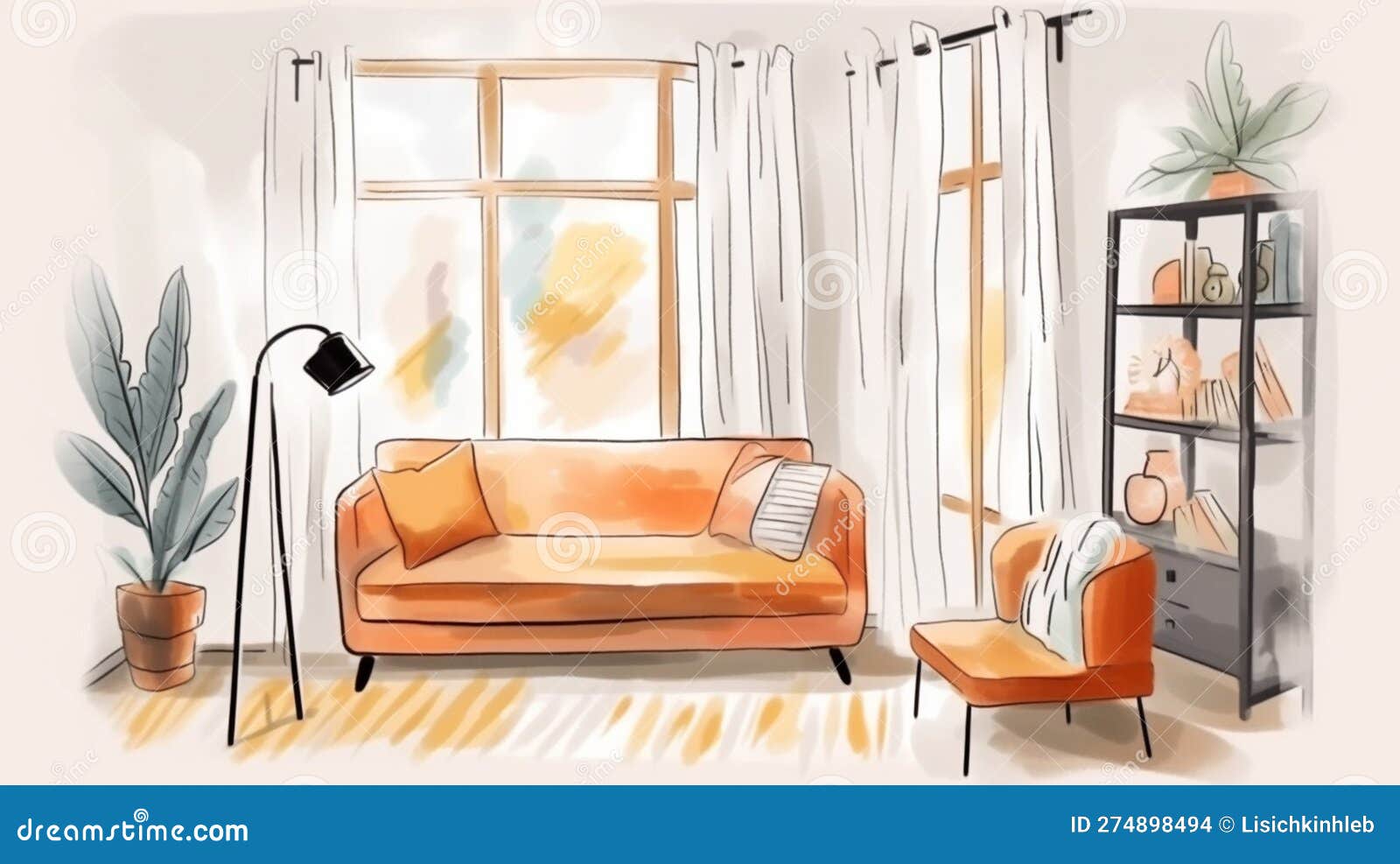 Bright and Cozy Drawing Interior. Living Room Design Created with ...