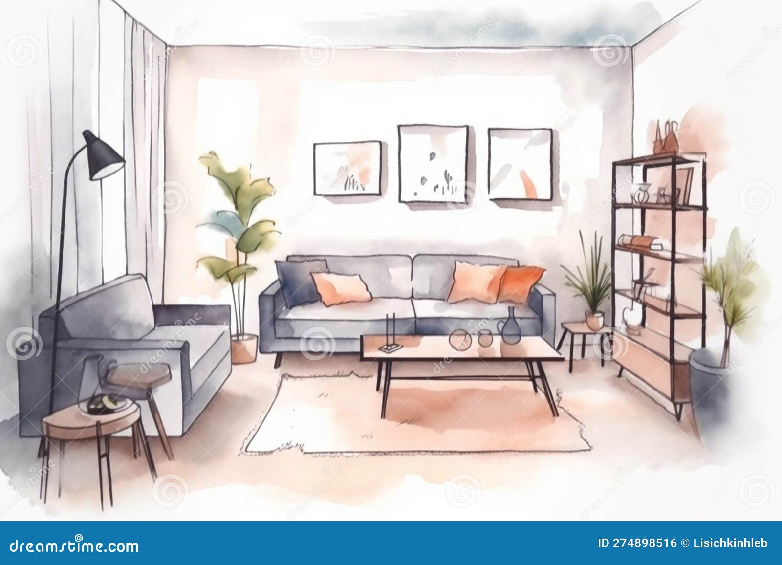 Bright and Cozy Drawing Interior. Living Room Design Created with ...