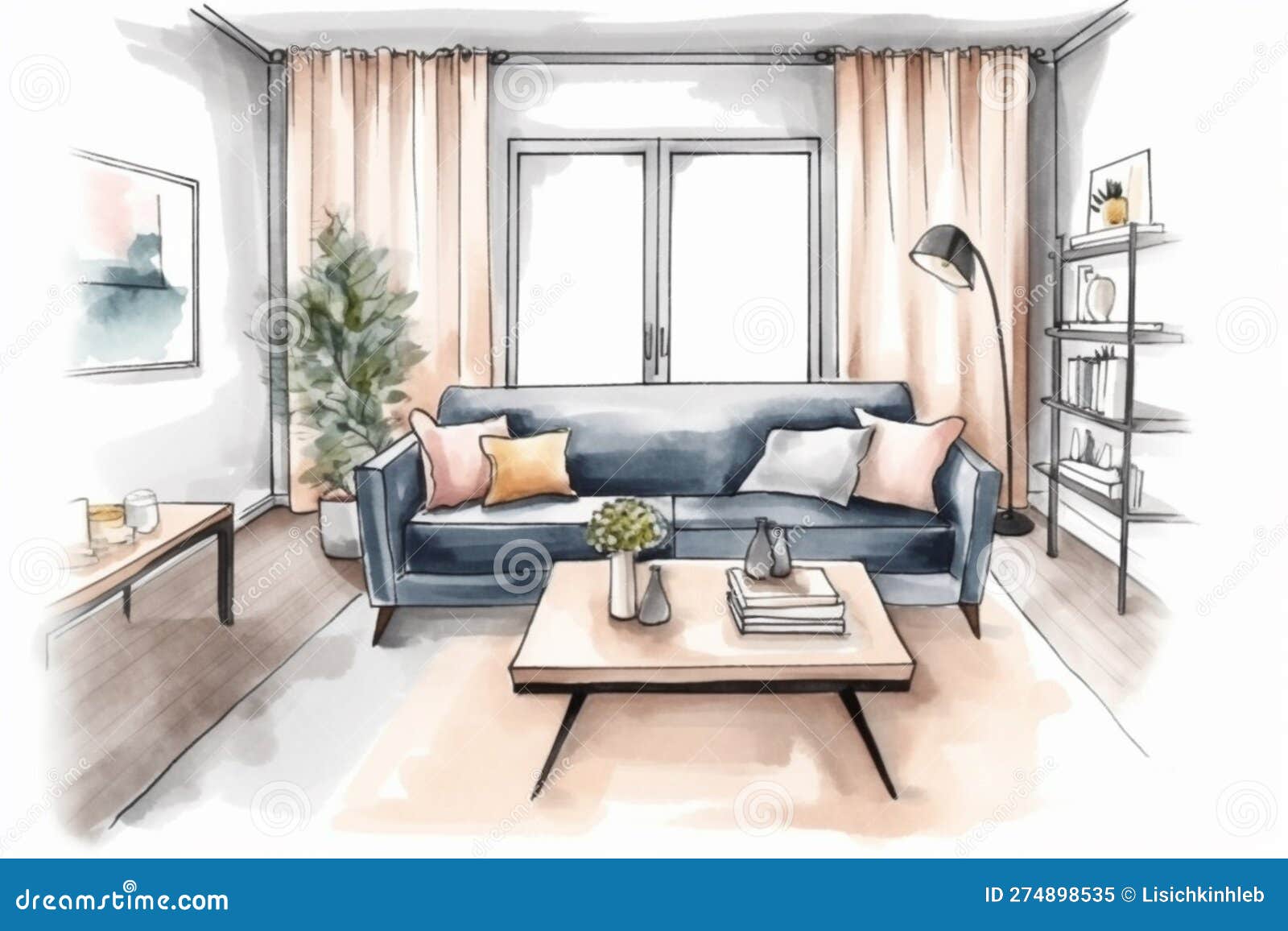 Bright and Cozy Drawing Interior. Living Room Design Created with ...