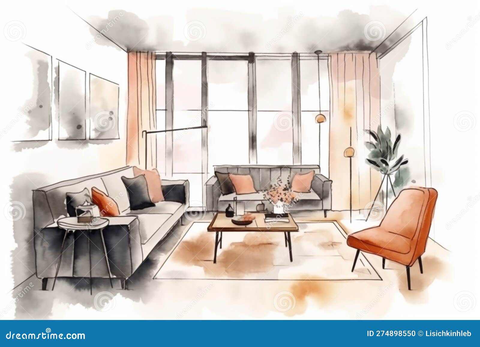 Bright and Cozy Drawing Interior. Living Room Design Created with ...