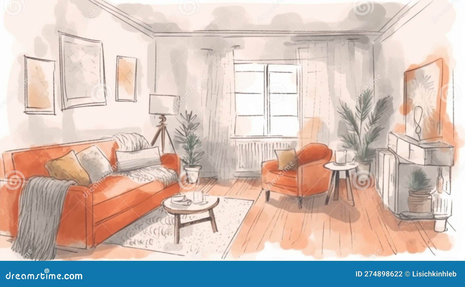Bright and Cozy Drawing Interior. Living Room Design Created with ...