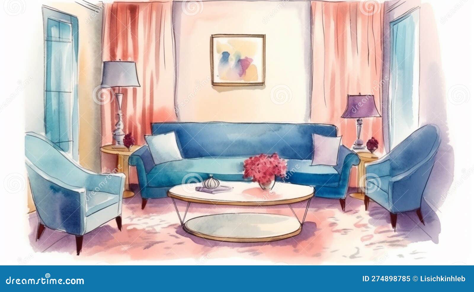 Bright and Cozy Drawing Interior. Living Room Design Created with ...