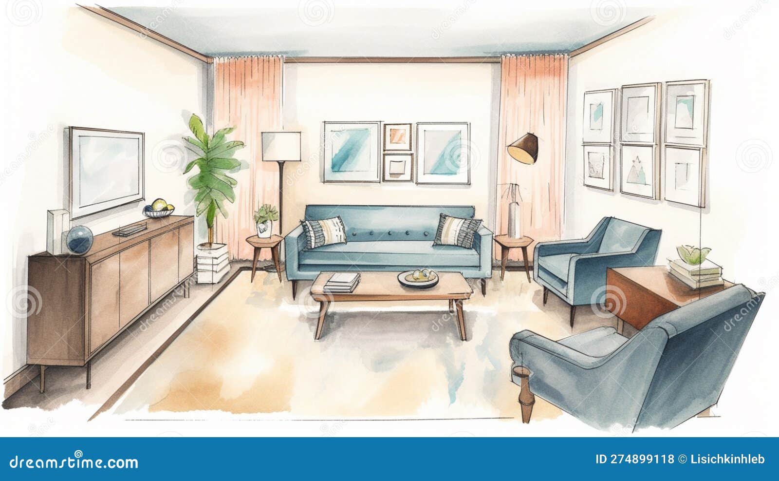 Bright and Cozy Drawing Interior. Living Room Design Created with ...