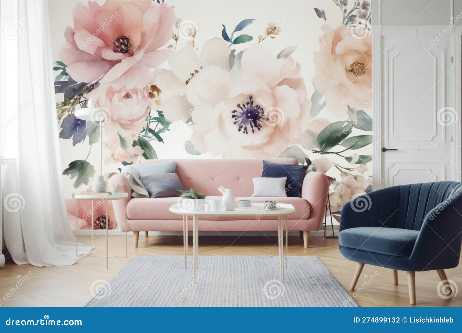 Bright and Cozy Drawing Interior. Living Room Design Created with ...