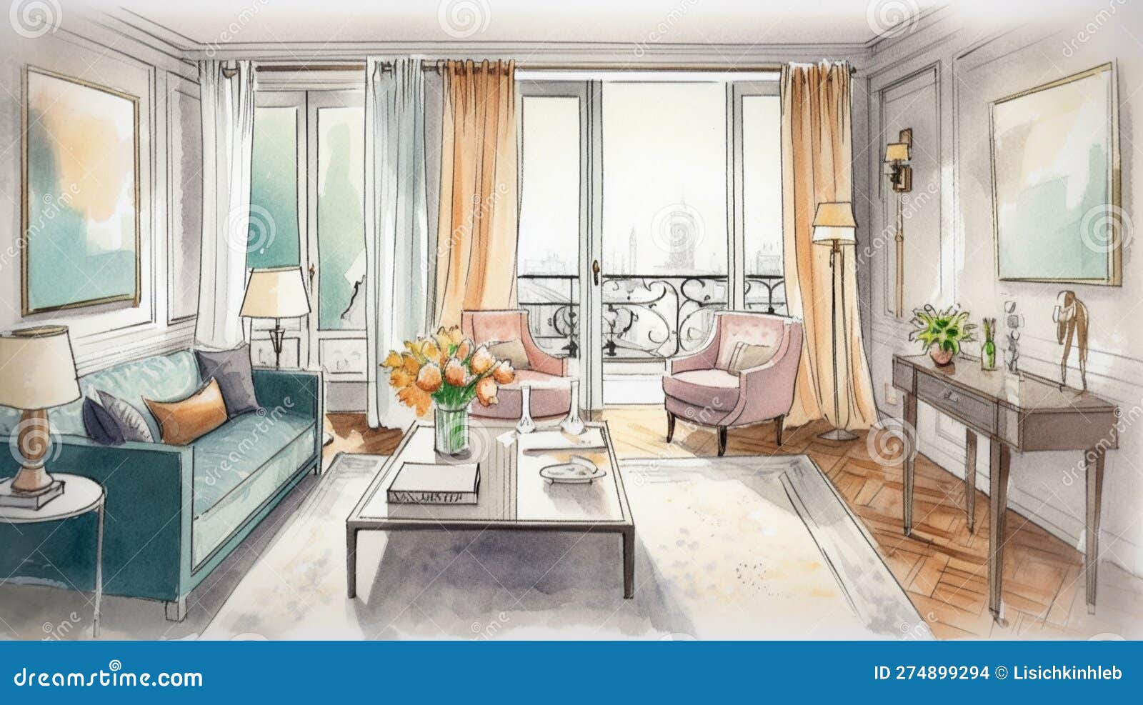 Bright and Cozy Drawing Interior. Living Room Design Created with ...