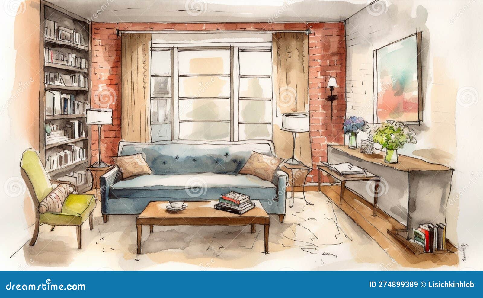 Bright and Cozy Drawing Interior. Living Room Design Created with ...