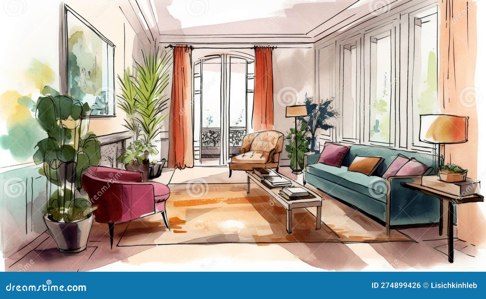 Bright and Cozy Drawing Interior. Living Room Design Created with ...