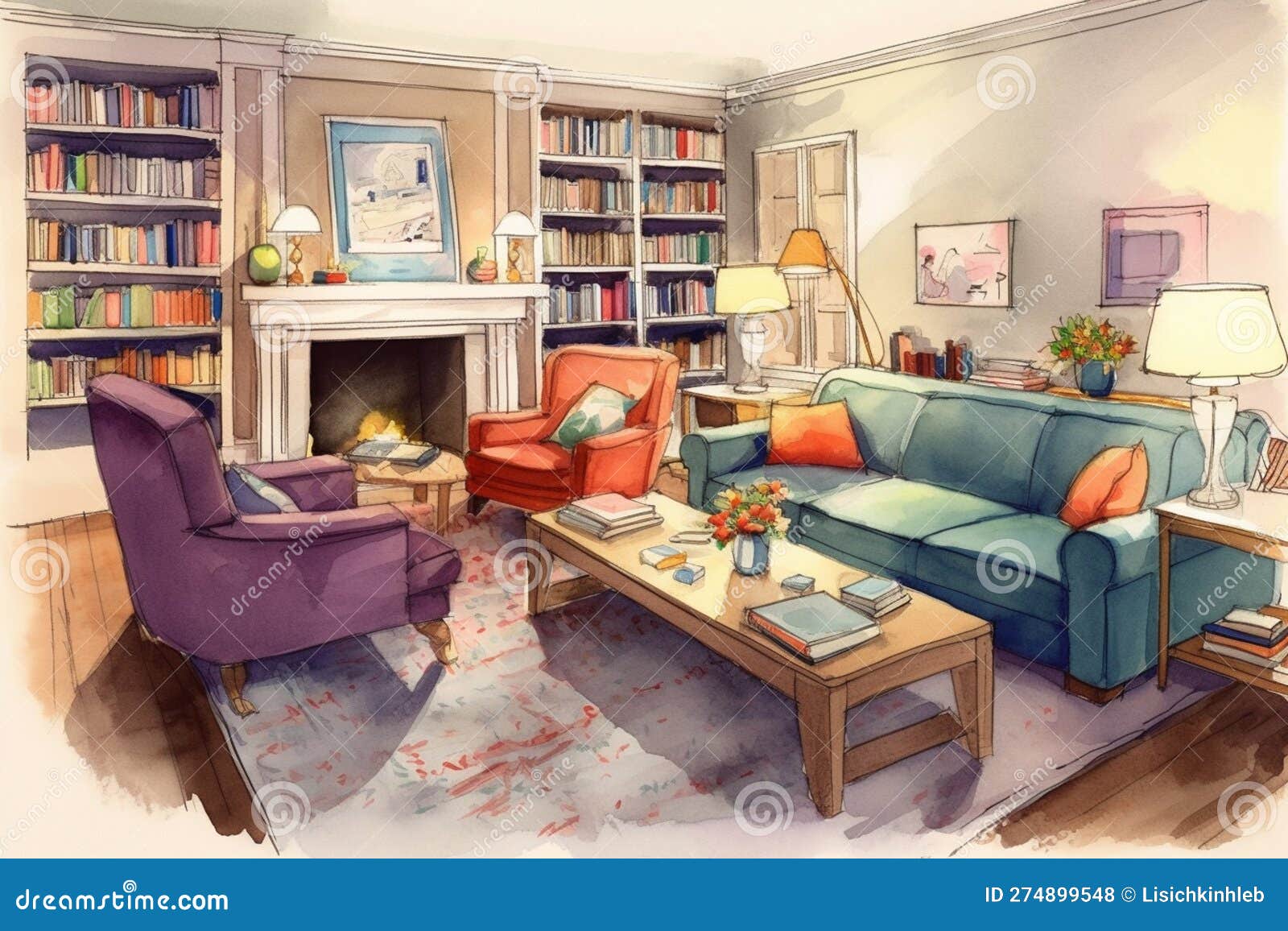 Bright and Cozy Drawing Interior. Living Room Design Created with ...