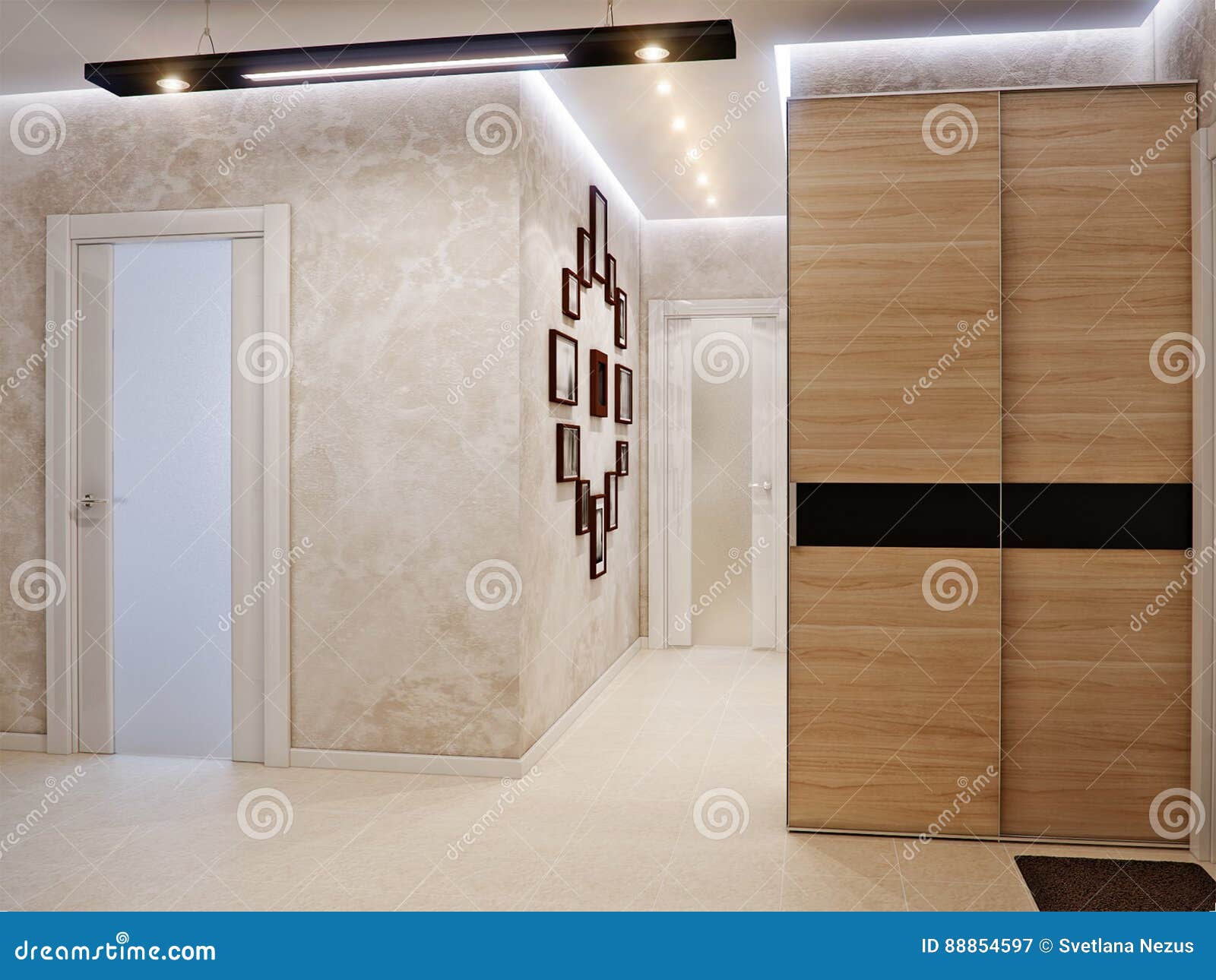 Bright and Cozy Hall Interior Design Stock Illustration - Illustration ...