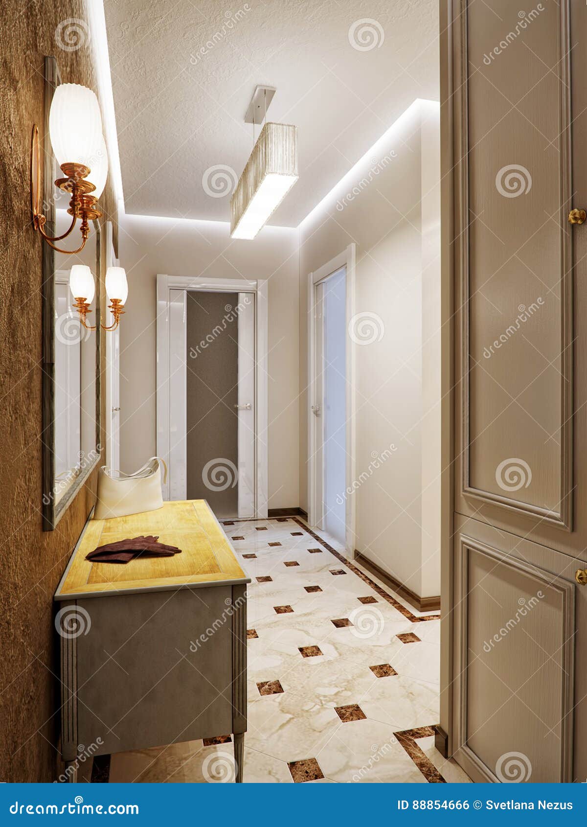 Bright and Cozy Hall Interior Design Stock Illustration - Illustration ...