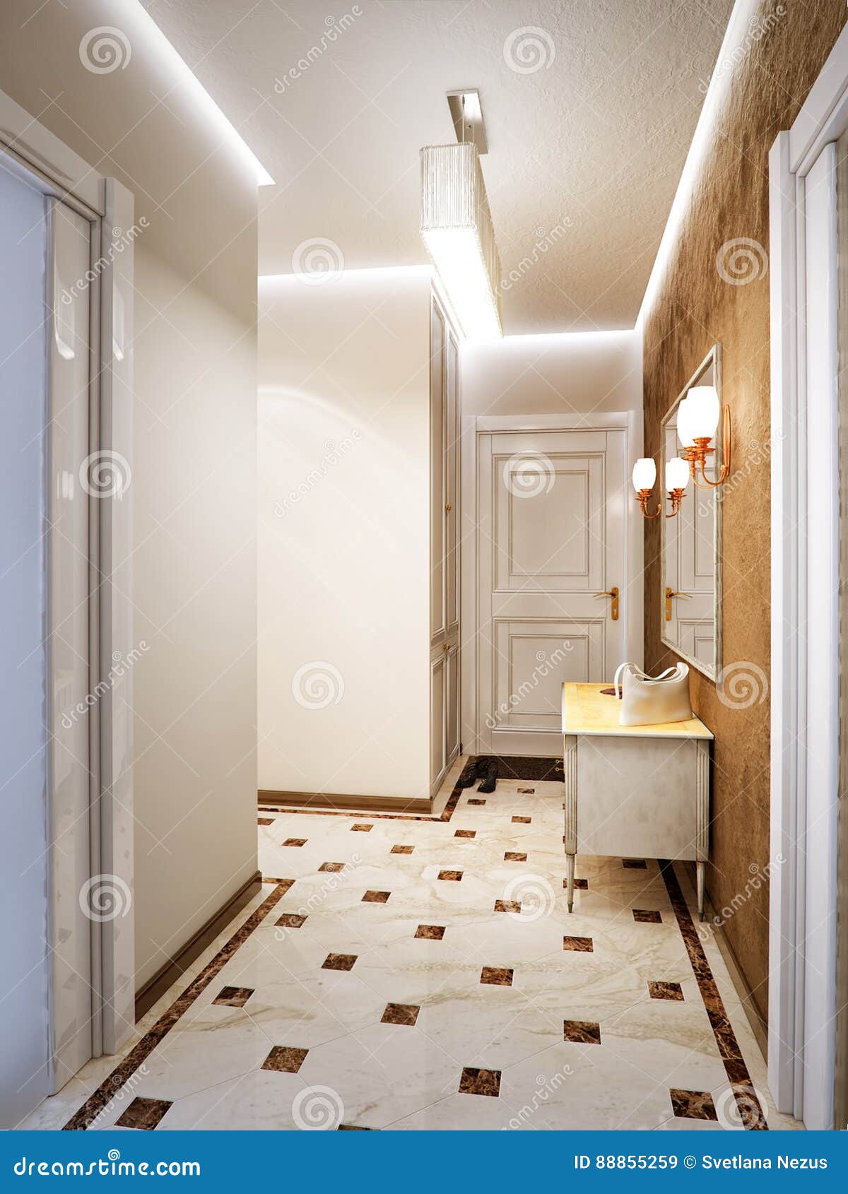 Bright and Cozy Hall Interior Design Stock Illustration - Illustration ...