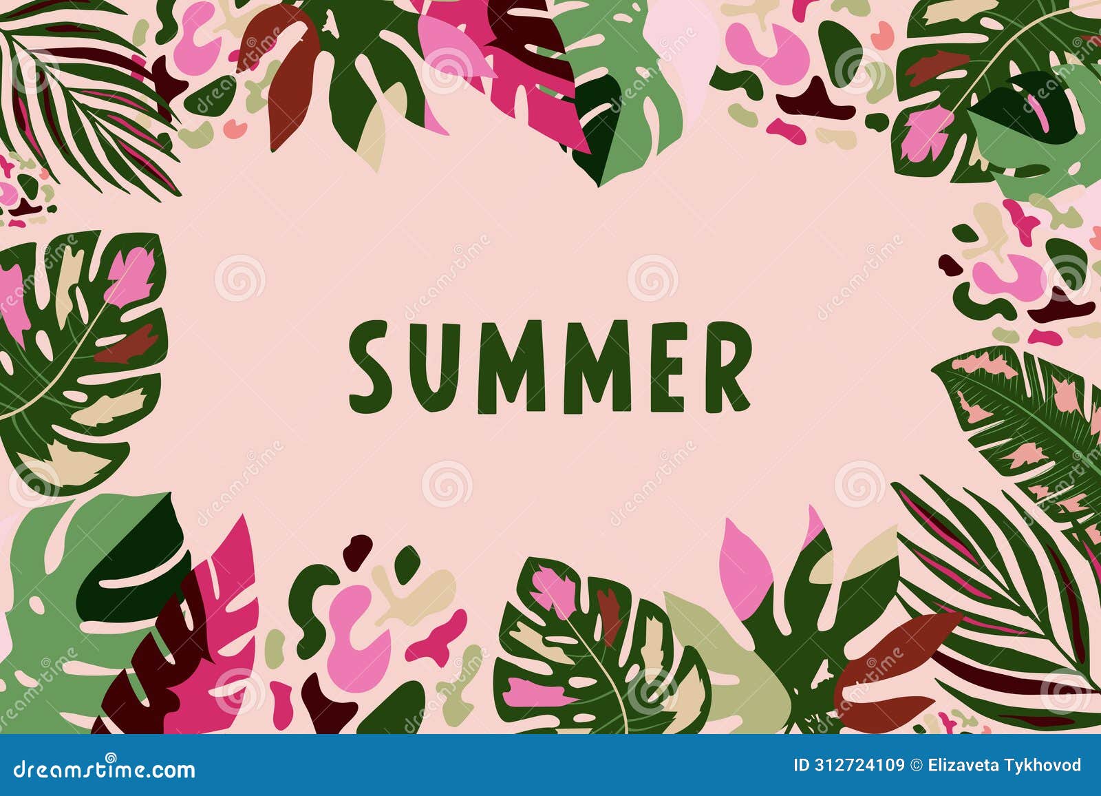 Bright Creative Tropical Summer Frame Stock Vector - Illustration of ...