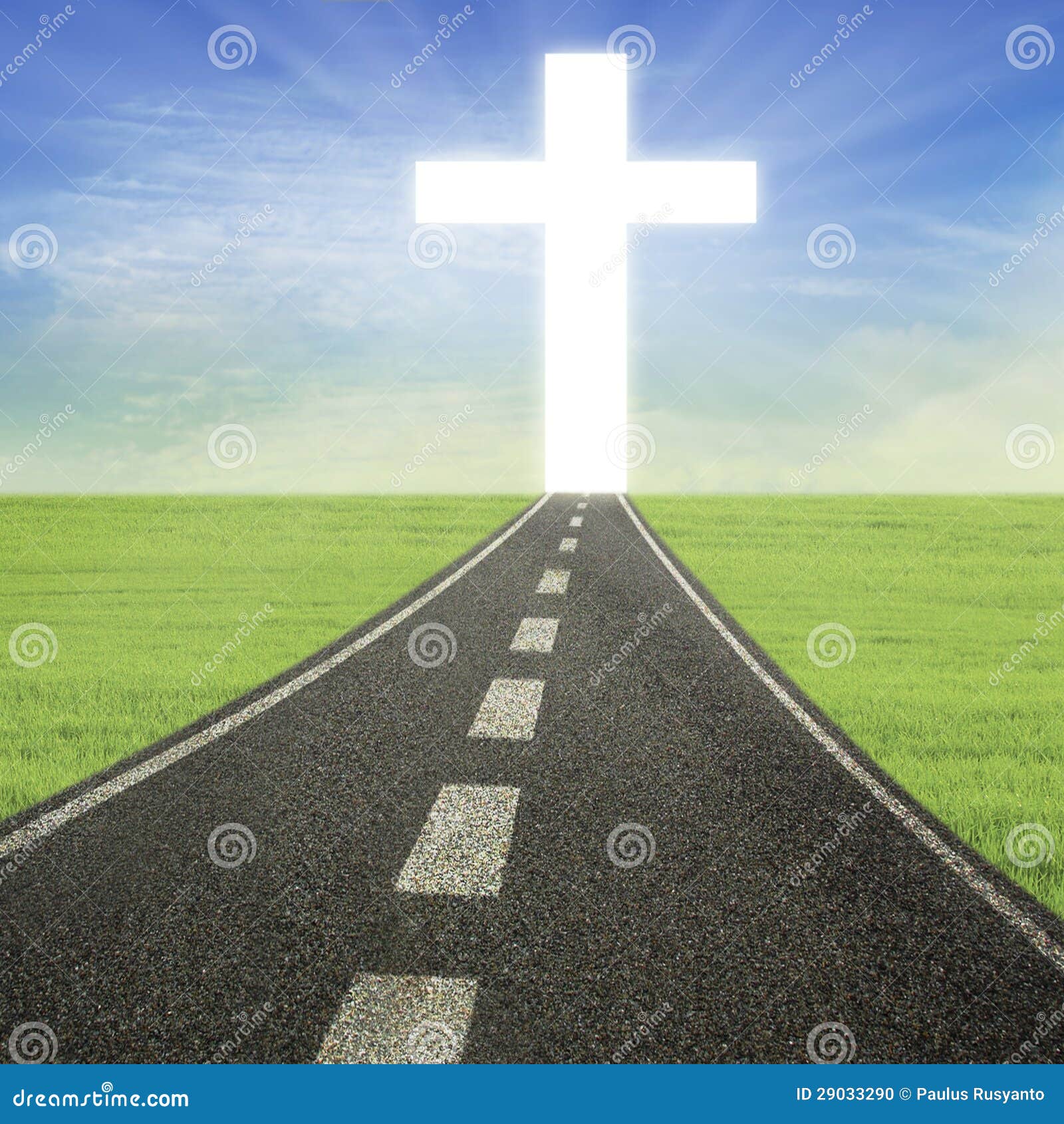 Bright Cross on the road stock illustration. Illustration of ...