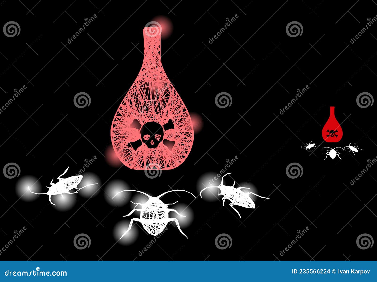 Glowing Network Mesh Cockroach Poison with Glare Spots Stock Vector ...