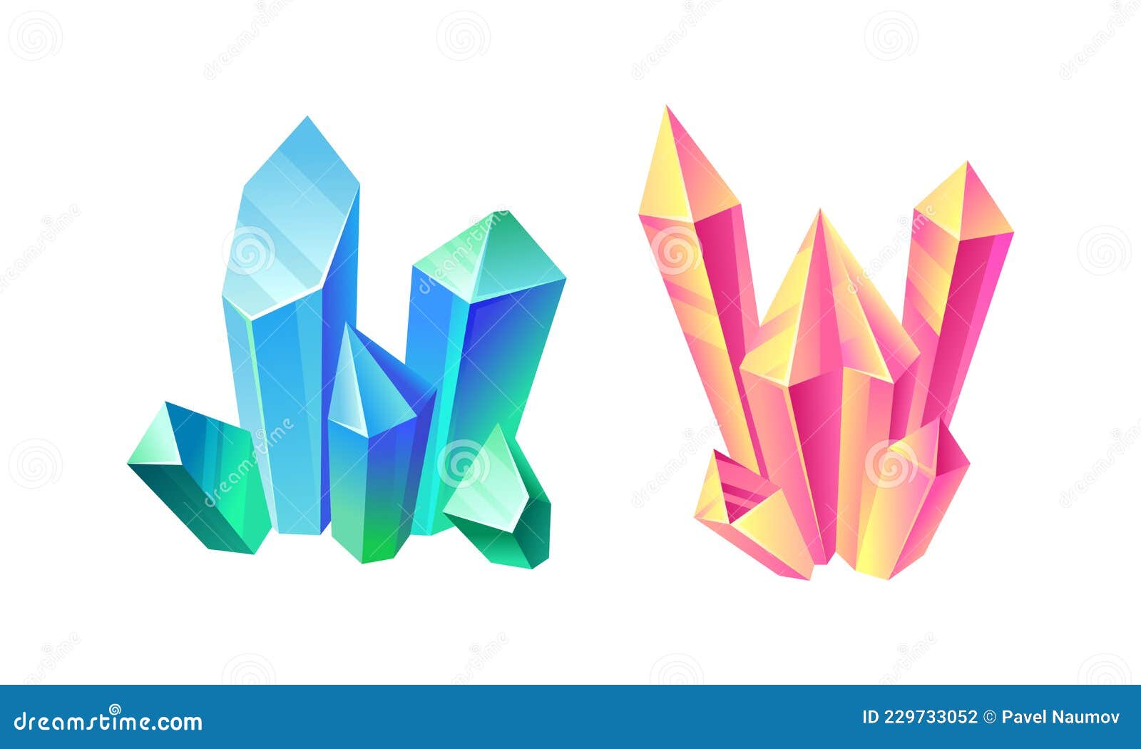 Bright Crystal or Crystalline Solid Material of Geometrical Shape with ...