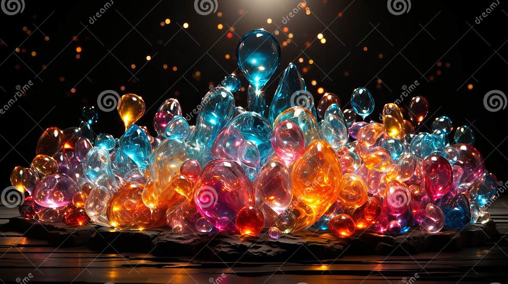 Bright Crystals Glowing on a Dark Background Generative AI Stock ...